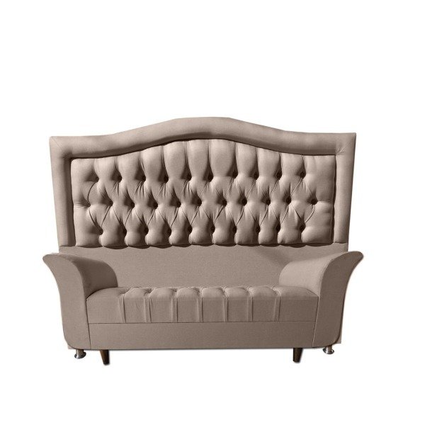 Kit Recamier e Cabeceira Queen Linho Bege BEGE | MadeiraMadeira