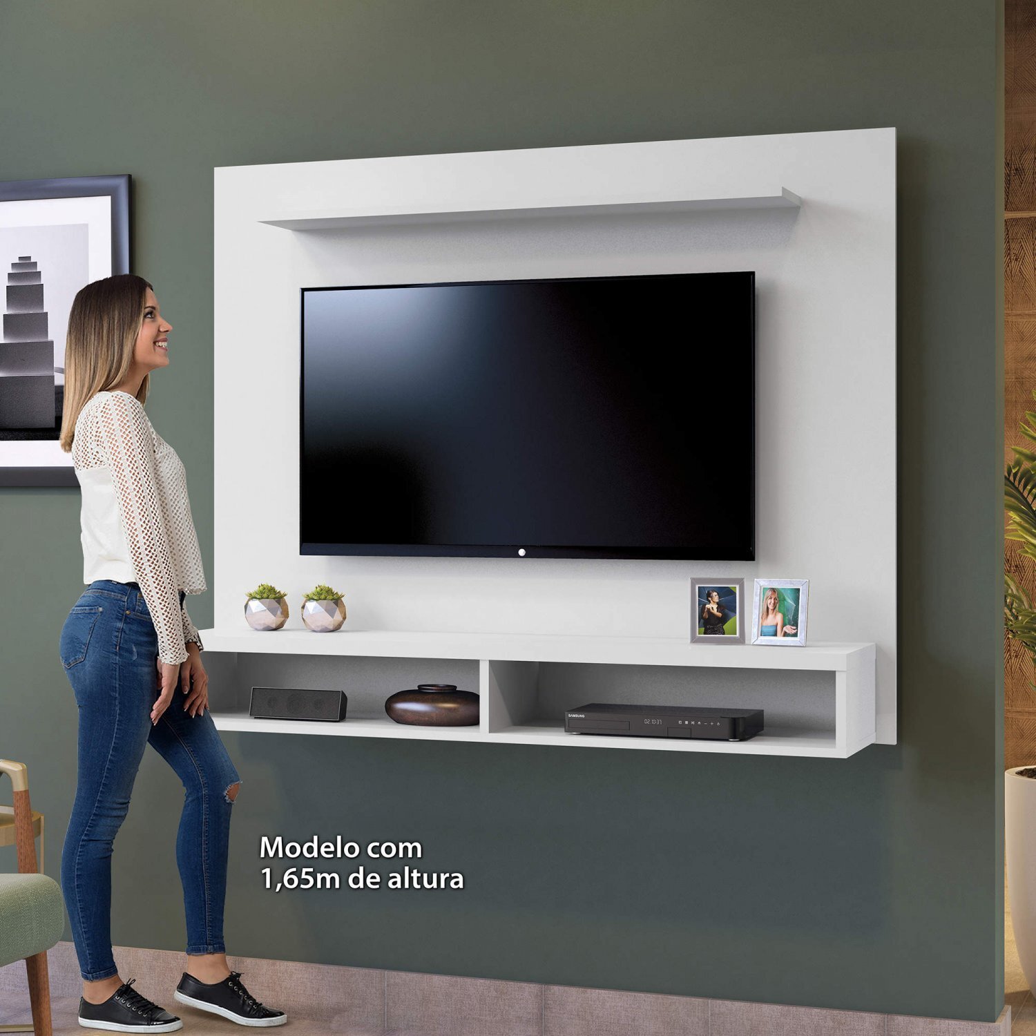 Painel para TV até 50 Polegadas 2 Nichos Topázio Contemporâneo Mavaular ...