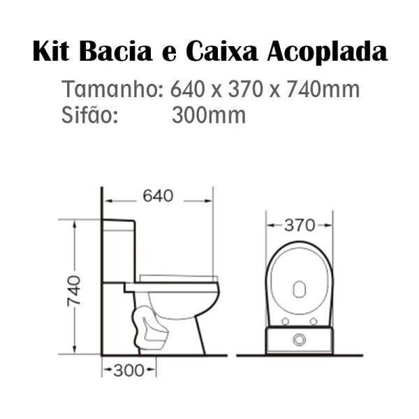 Vaso Sanitário com Caixa Acoplada e descarga dupla de 3/6L Branco ...