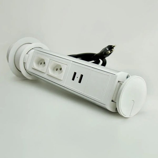 Torre Tomada 20A com USB Embutir Mesa Bancada Cozinha Branca ...