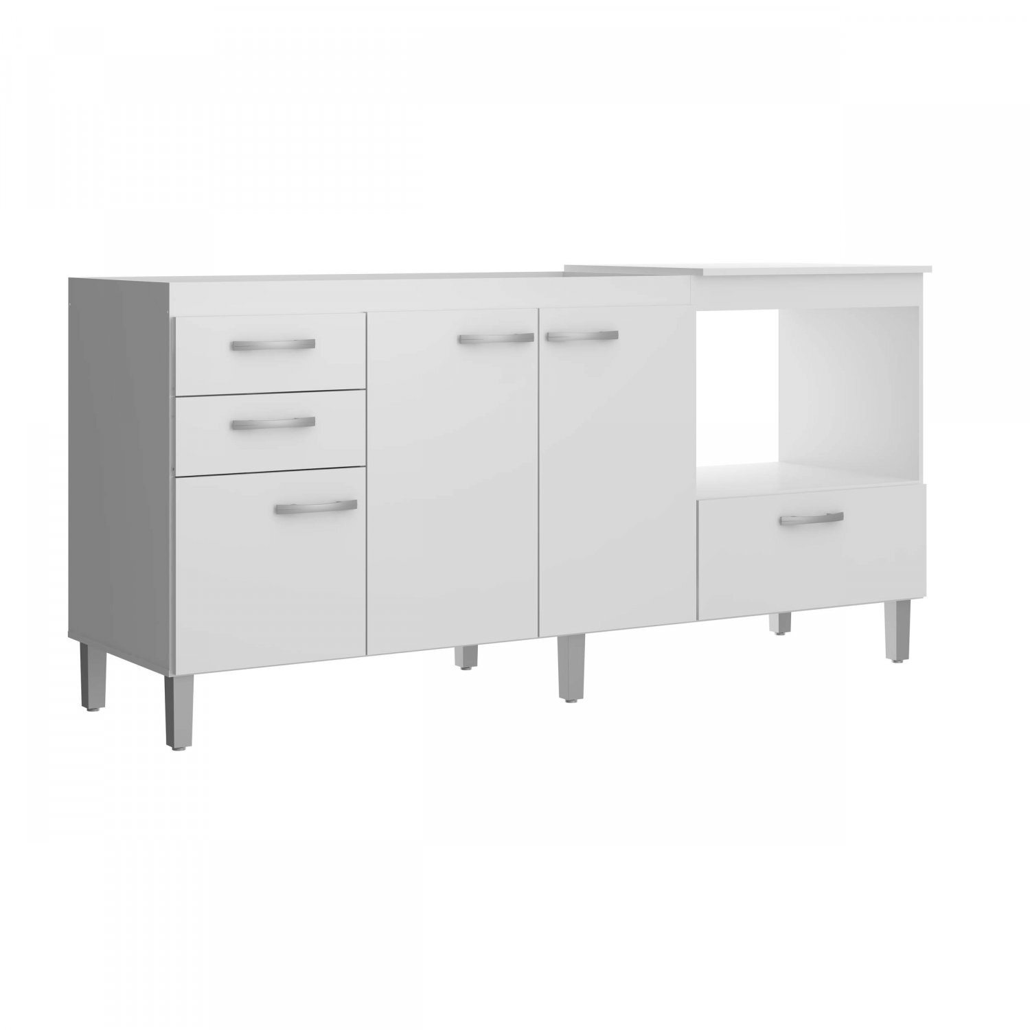 Balcão Multiuso de Cozinha 3 Portas 3 Gavetas Lev Decibal Branco ...