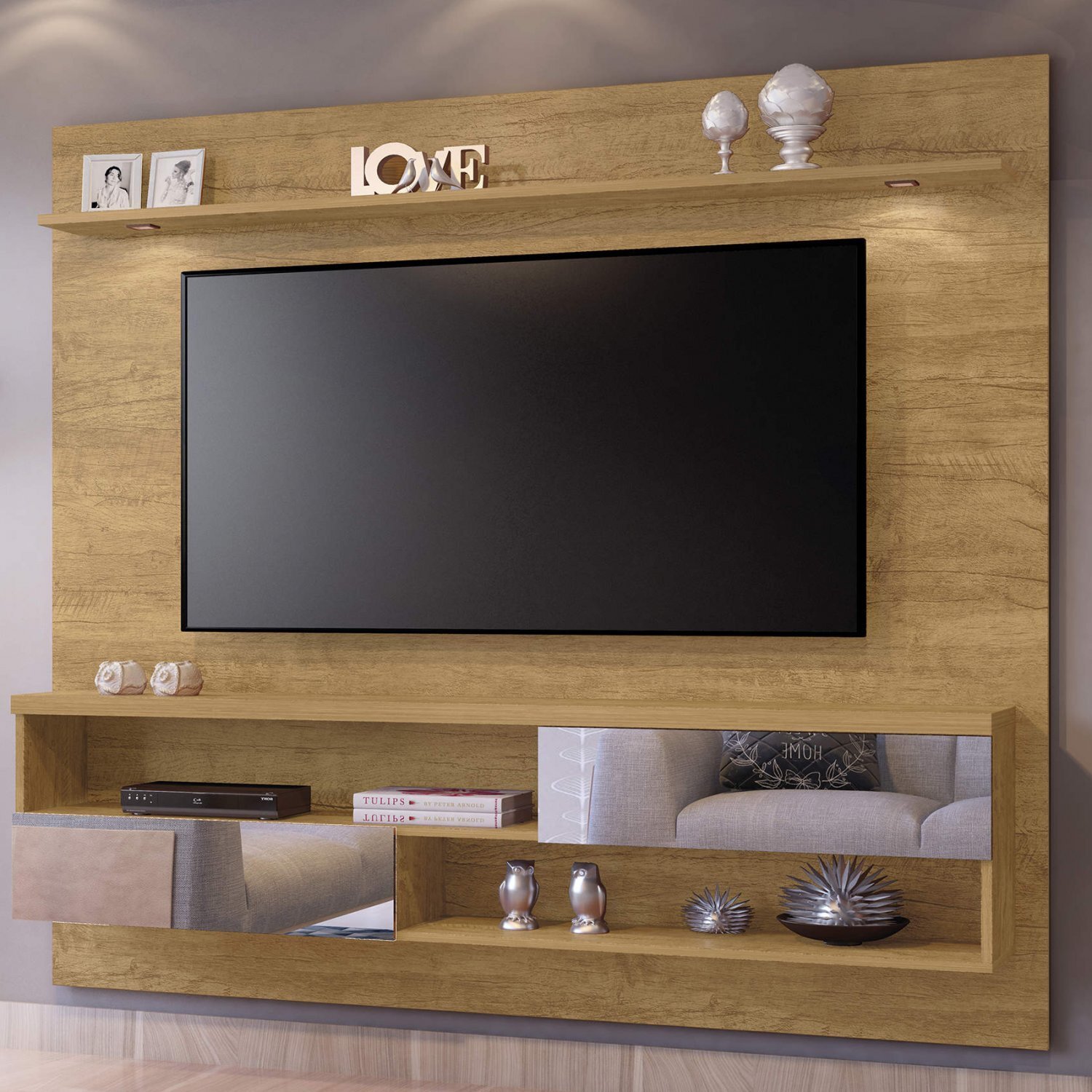 Painel Para TV até 65 Polegadas Mavaular Damasco | MadeiraMadeira