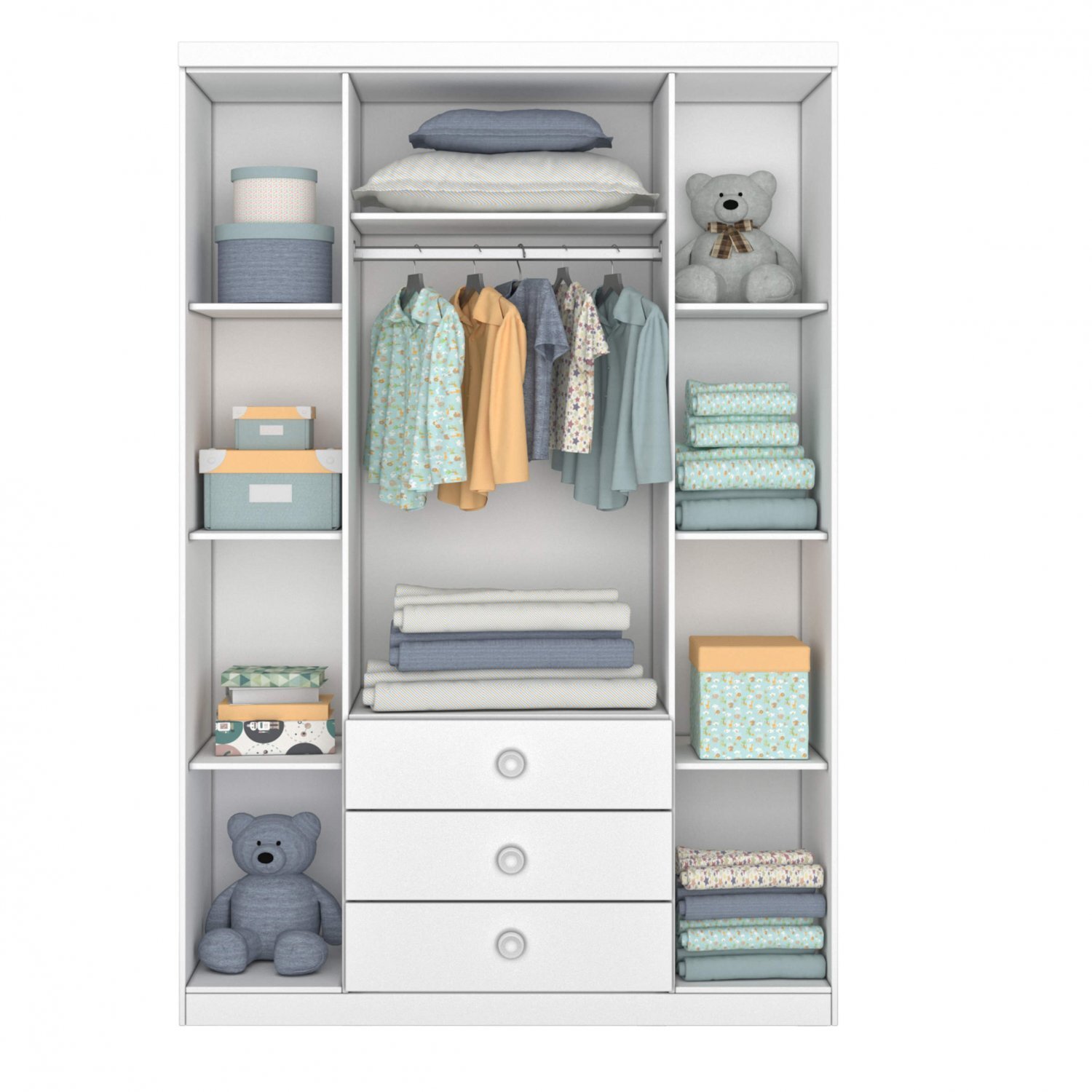Guarda Roupa de Bebê 4 Portas Delicato Tcil Móveis Branco | MadeiraMadeira