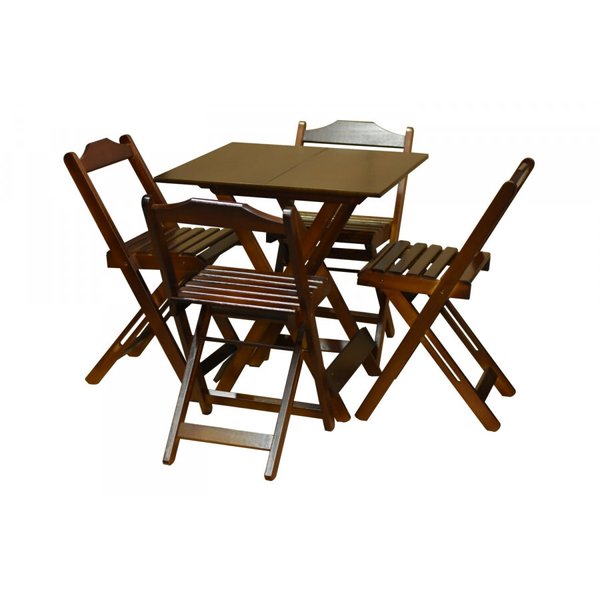 Kit com 10 Jogos de Mesa 70x70 Com 4 Cadeiras Dobráveis Cada Imbuia - Top Madeira | MadeiraMadeira