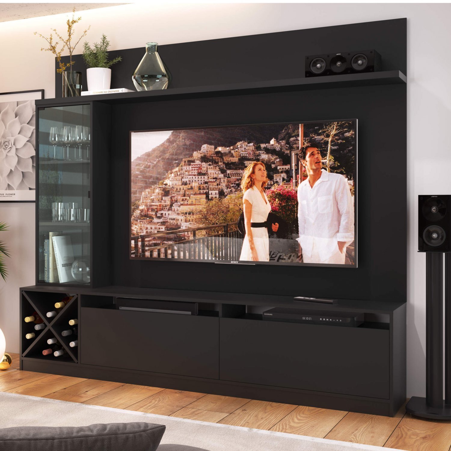 Estante Home Para TV até 60 Polegadas 1 Porta de Vidro Veneza Quiditá ...