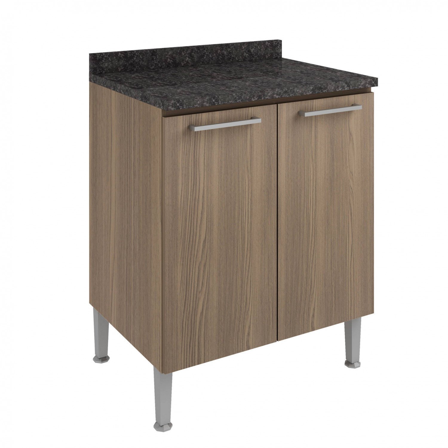 Balcão de Cozinha com Tampo 2 Portas 70cm Genialflex Castanho/Preto ...