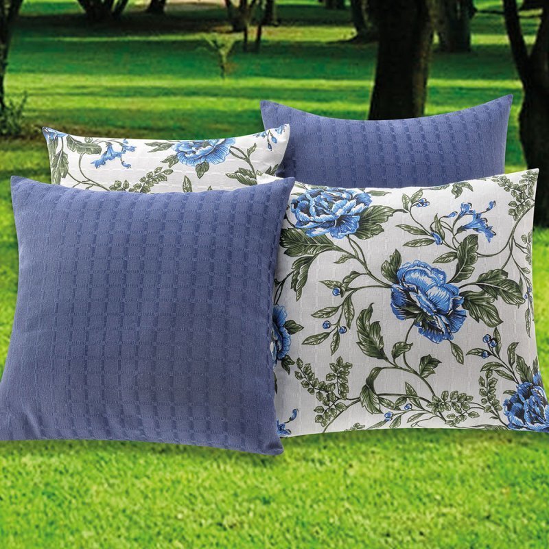 Almofadas Decorativas Lisas e Estampadas 8 Peças Azul Azul | MadeiraMadeira