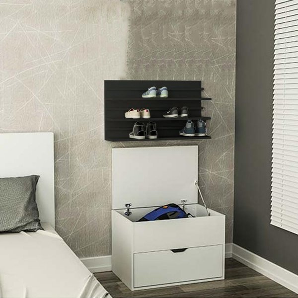 Sapateira 3 Prateleiras Suspensa Em Mdf - Preto | MadeiraMadeira