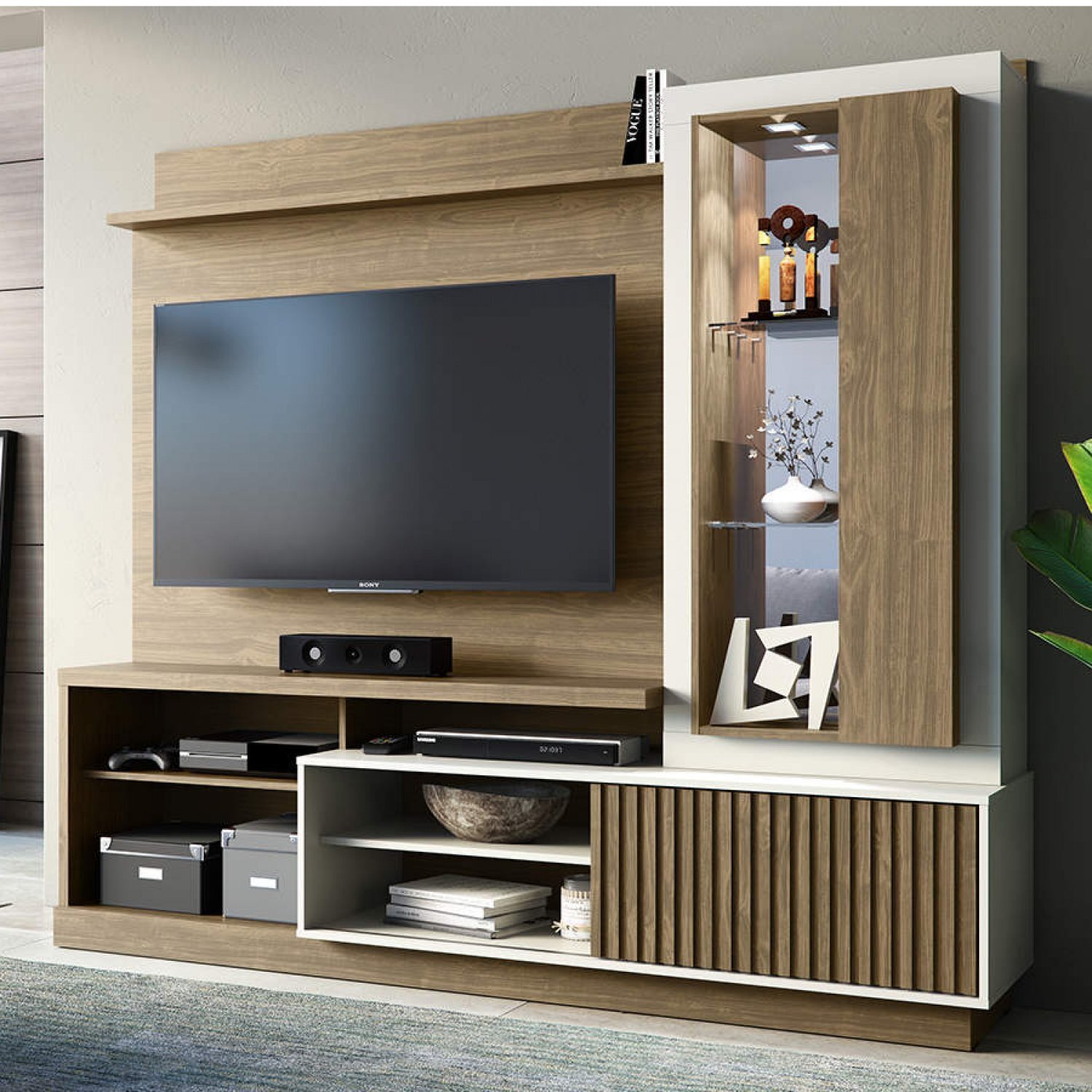 Estante Home para TV até 60 Polegadas Amazonas Linea Brasil Avelã/Off ...