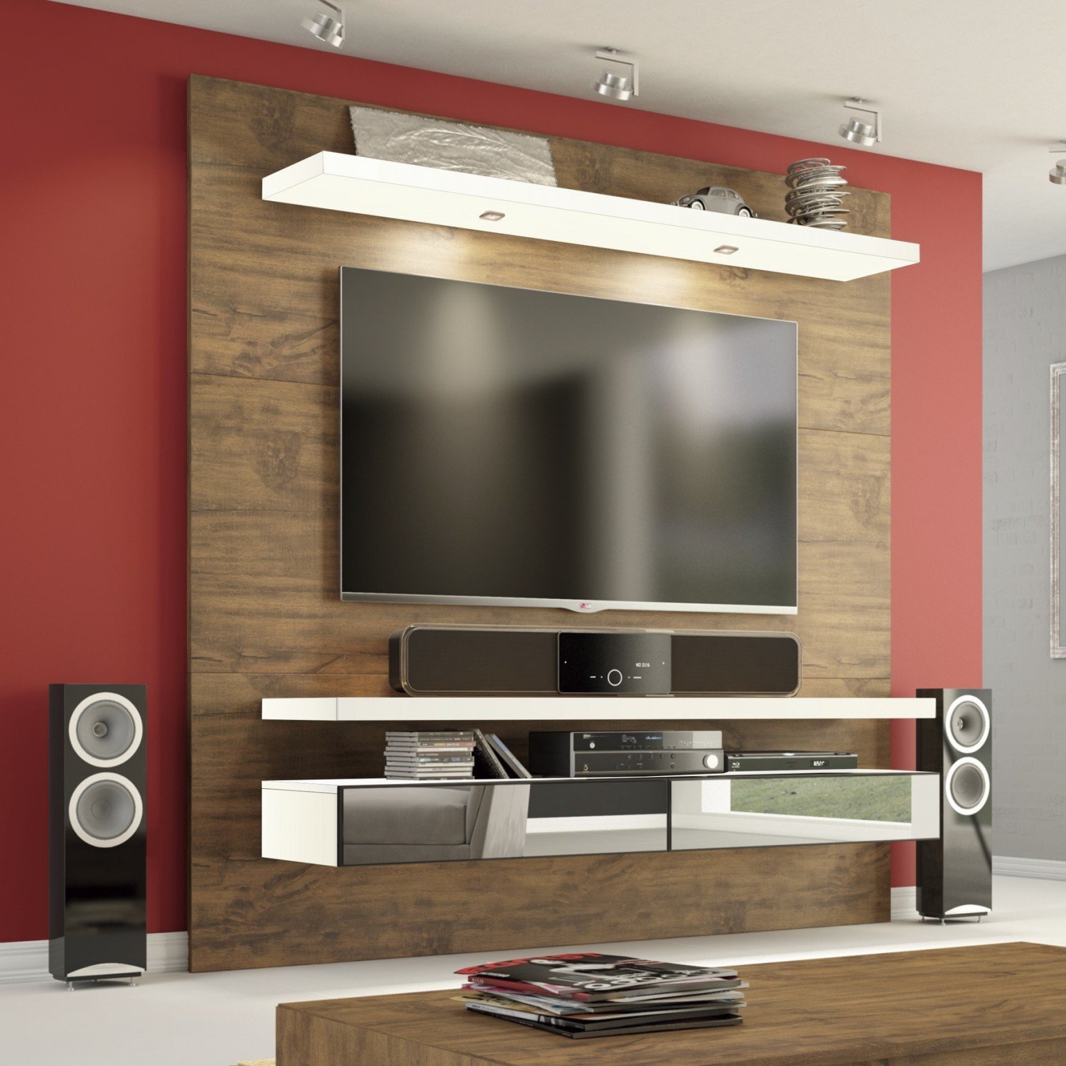 Painel para TV até 50 Polegadas 2 Gavetas Espelhadas com LED TB107E ...