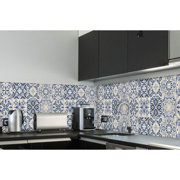 Adesivo de Azulejo para Cozinha Azul Real 10x10 cm 100un Azul ...