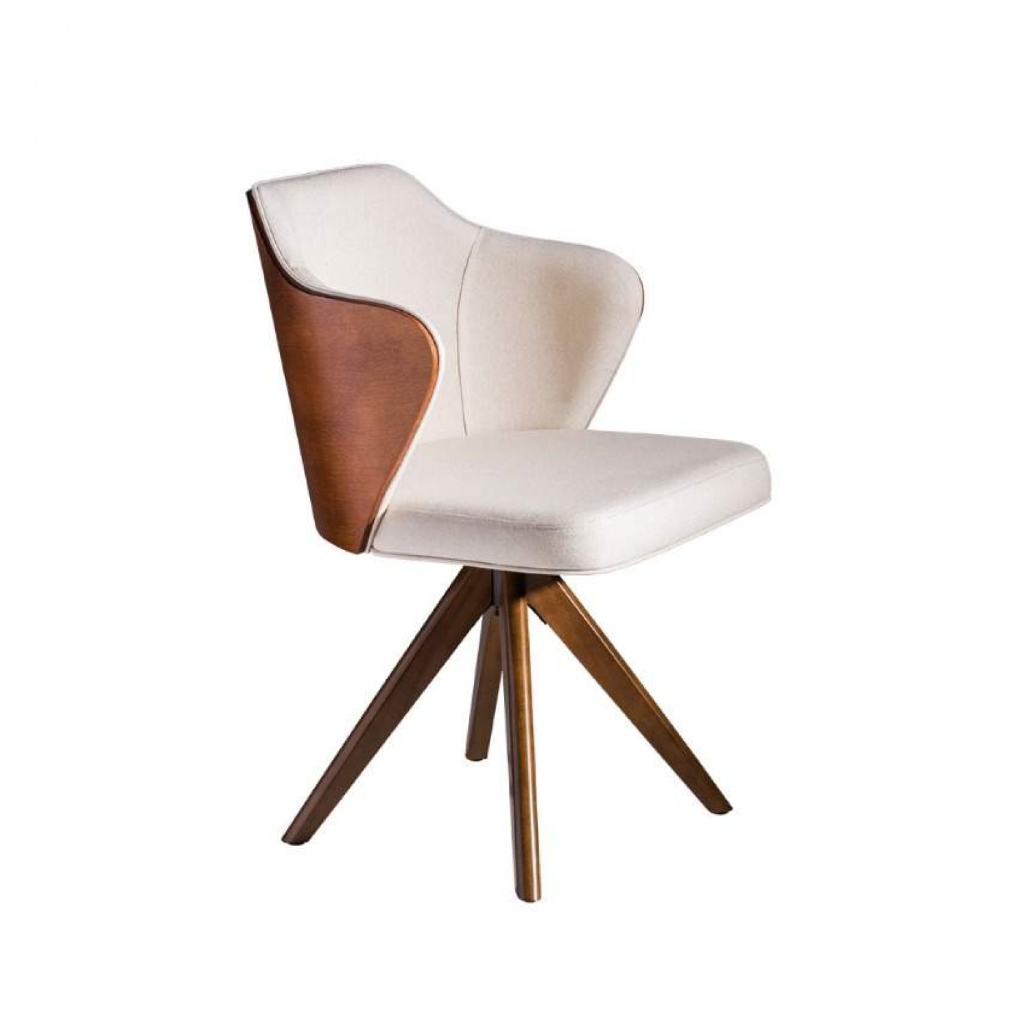 Cadeira Acolchoada e Base de Madeira Star Grebel Móveis Natural/Linho ...