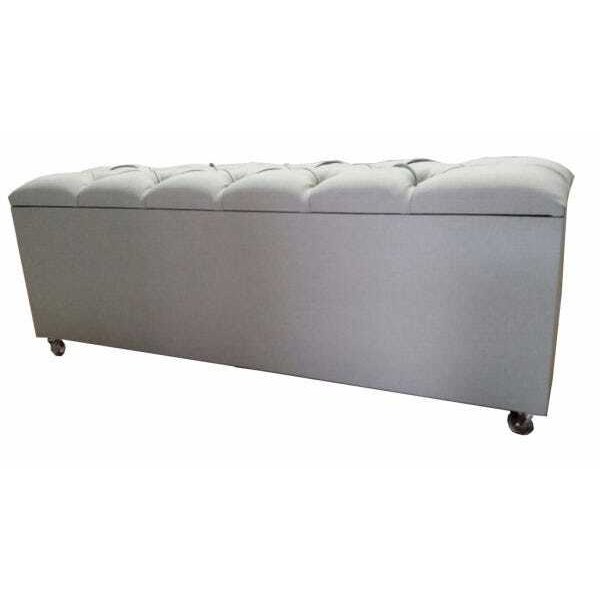 Recamier Baú Capitonê Linho Bege Queen BEGE | MadeiraMadeira