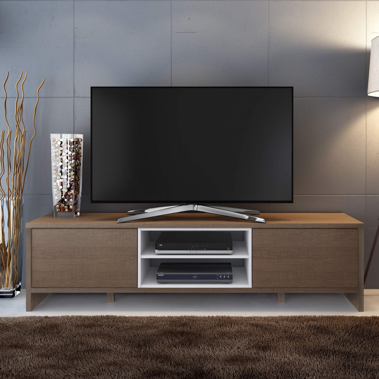 Rack para TV até 50 Polegadas 2 Portas 180cm Metz Madesa Rustic/Branco ...