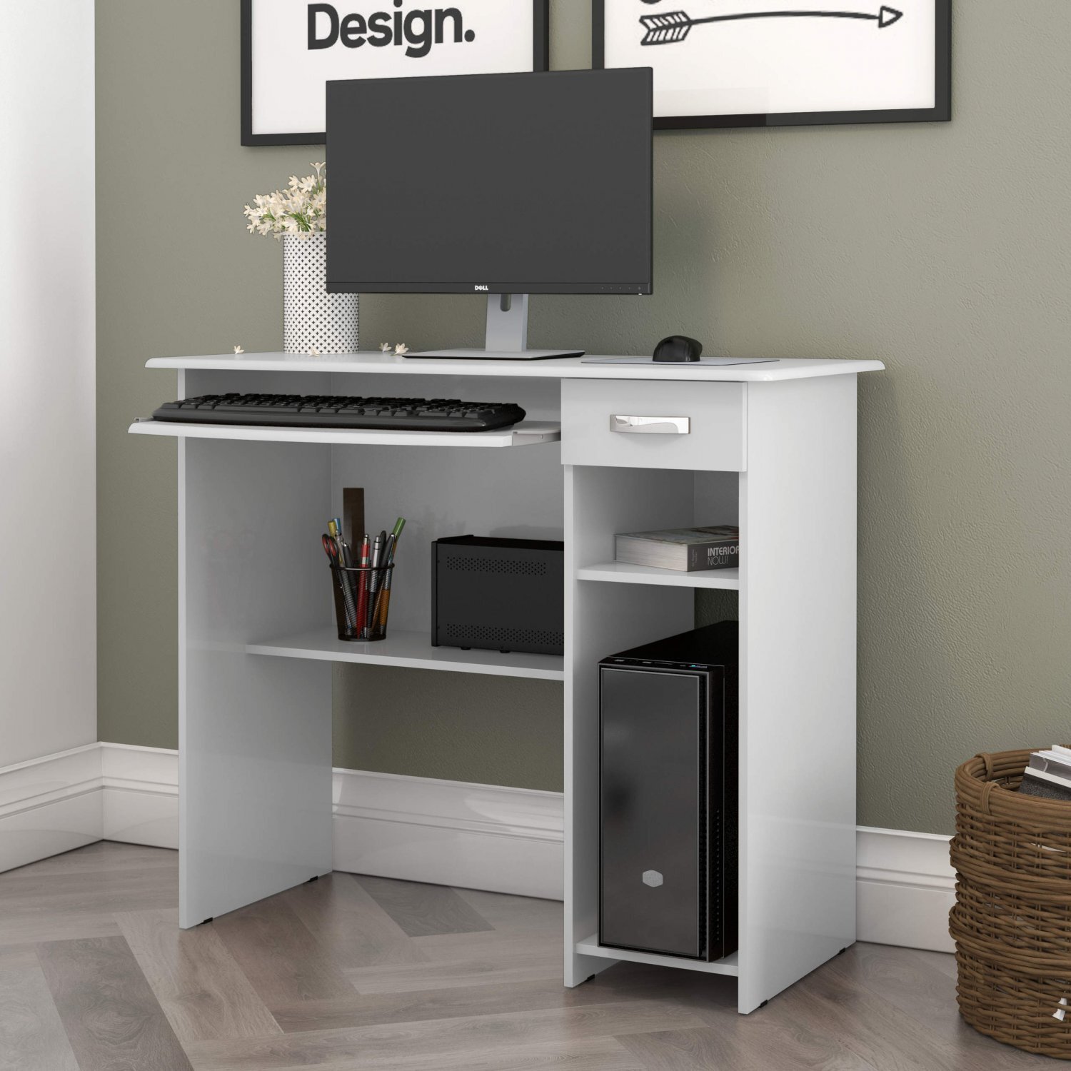 Mesa para Computador 1 Gaveta Viena EJ Móveis Branco | MadeiraMadeira