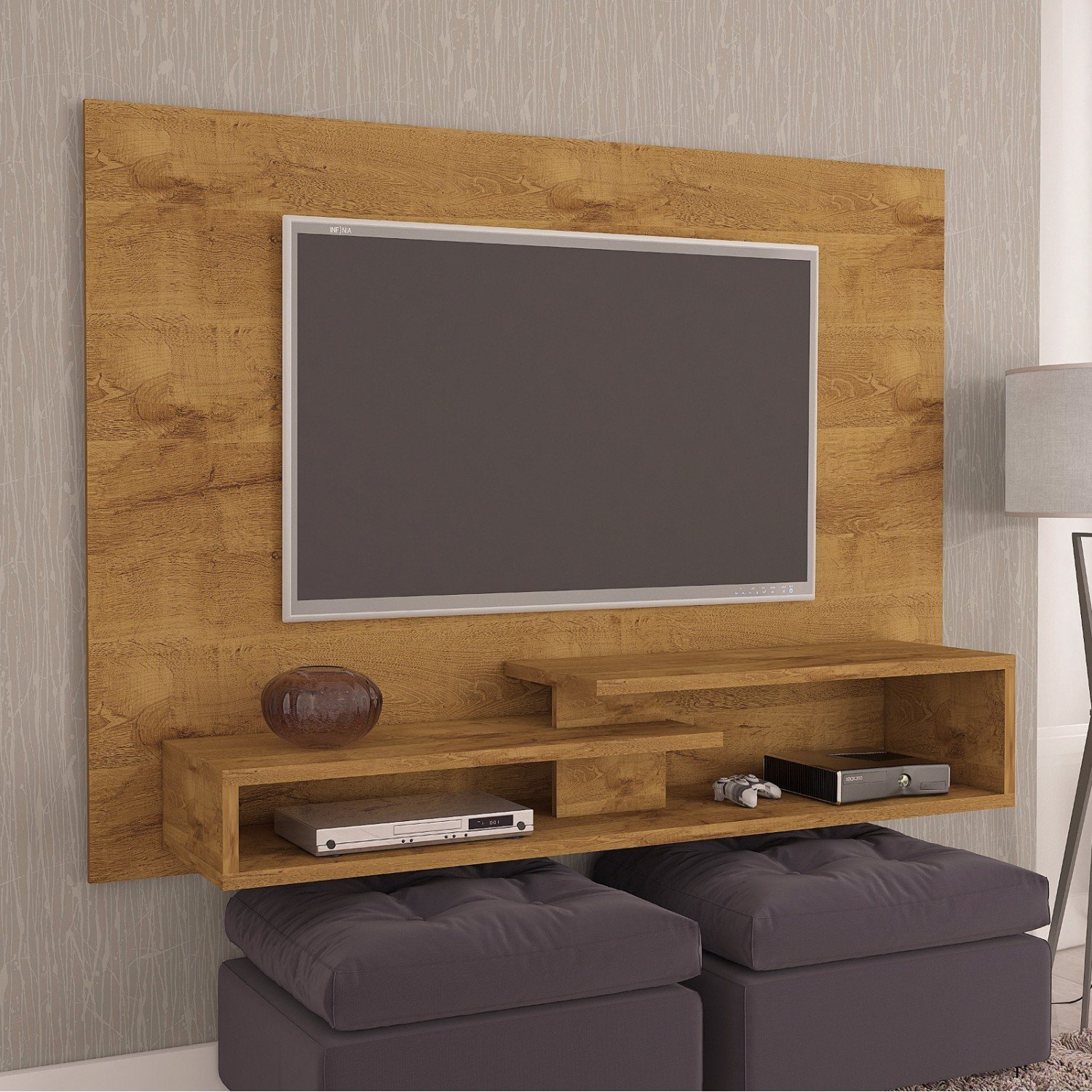 Painel para TV até 50 Polegadas com Prateleira Doppio Moderno Permobili ...