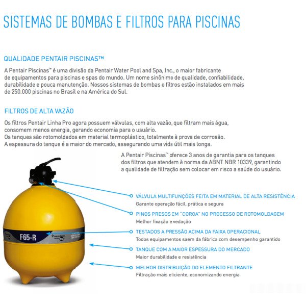 Filtro para piscina F35R - Sibrape / Pentair No | MadeiraMadeira