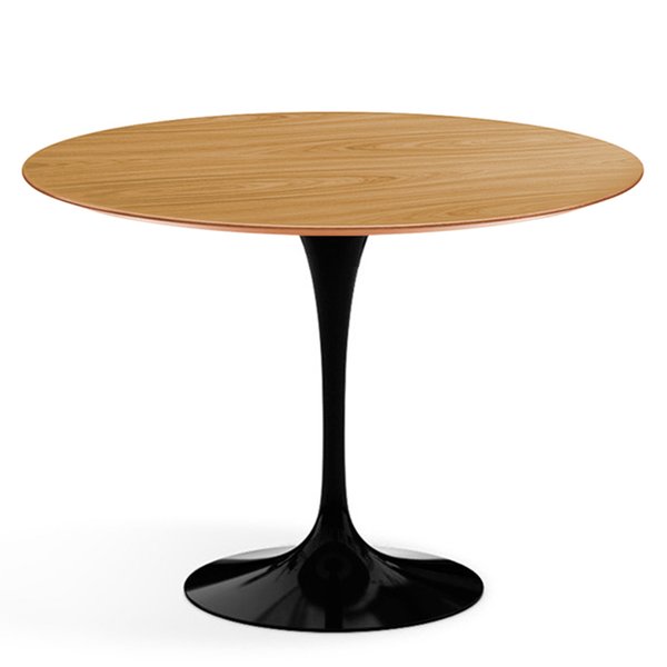 Mesa de Jantar Saarinen Tulipa Redonda 4 a 6 lugares 90cm Preto/Madeira ...