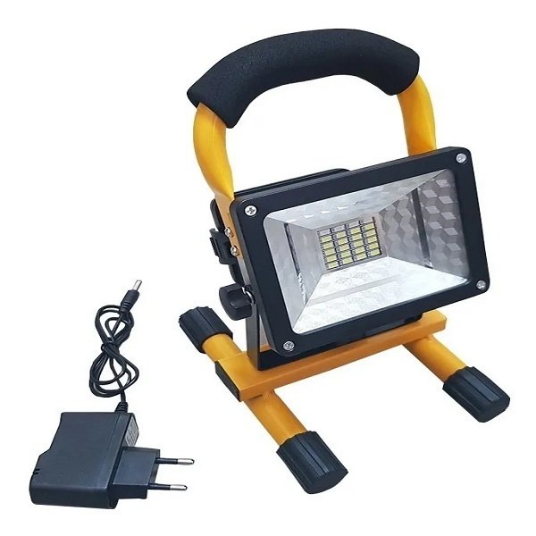 Holofote Refletor Led Recarregável Bateria Portátil Tm 6024 Amarelo e ...