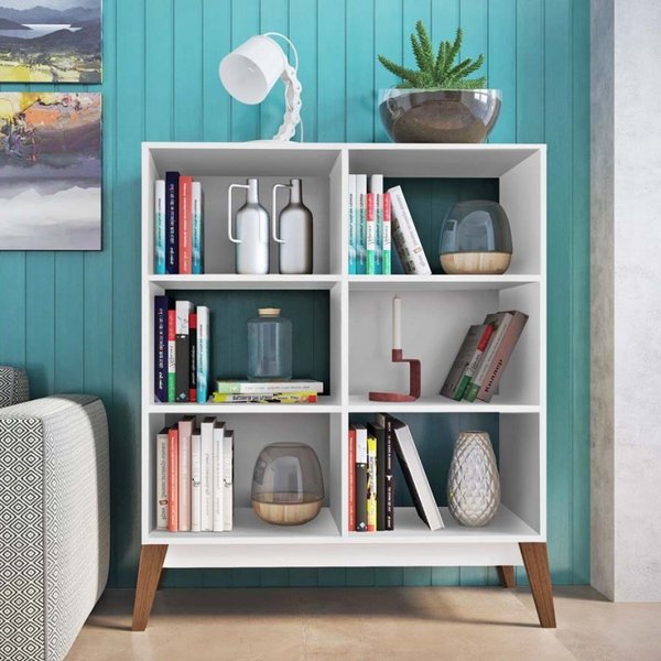 Estante para Livros Baixa 4 Prateleiras 0807 Retrô Genialflex Branco ...