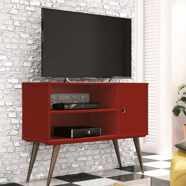 Rack para TV até 32 Polegadas 1 Porta Reale Retrô EDN Móveis Vermelho ...