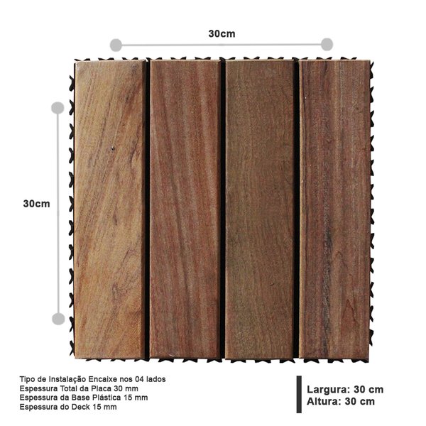 Deck de Itaúba Modular Base Plástica 0,30x0,30m marrom | MadeiraMadeira