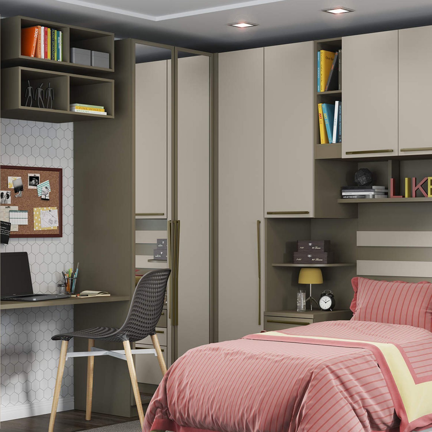 Guarda Roupa Modulado Canto Reto 1 Porta Exclusive Henn - MadeiraMadeira