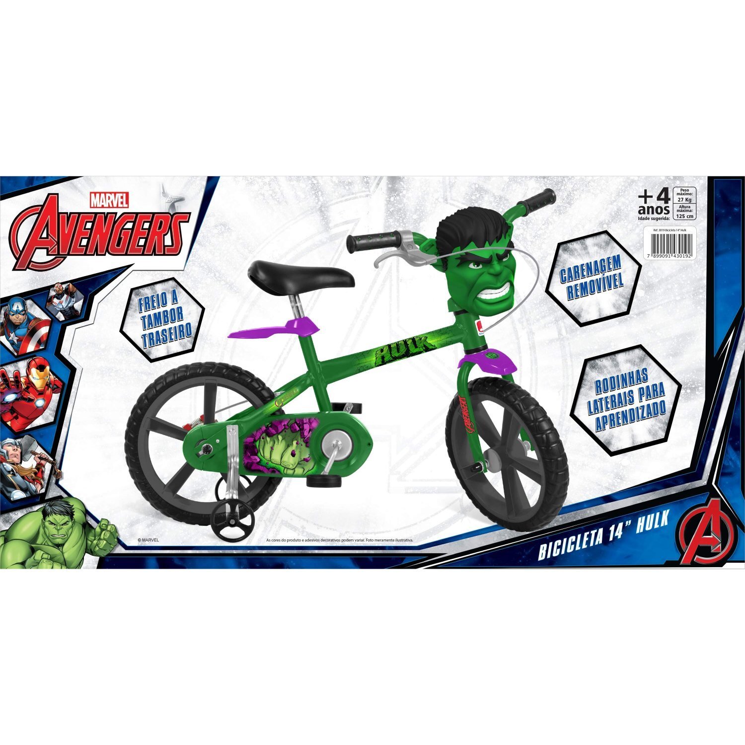 Bicicleta Aro 14 Bike Hulk Avangers Brinquedos Bandeirante Verde ...