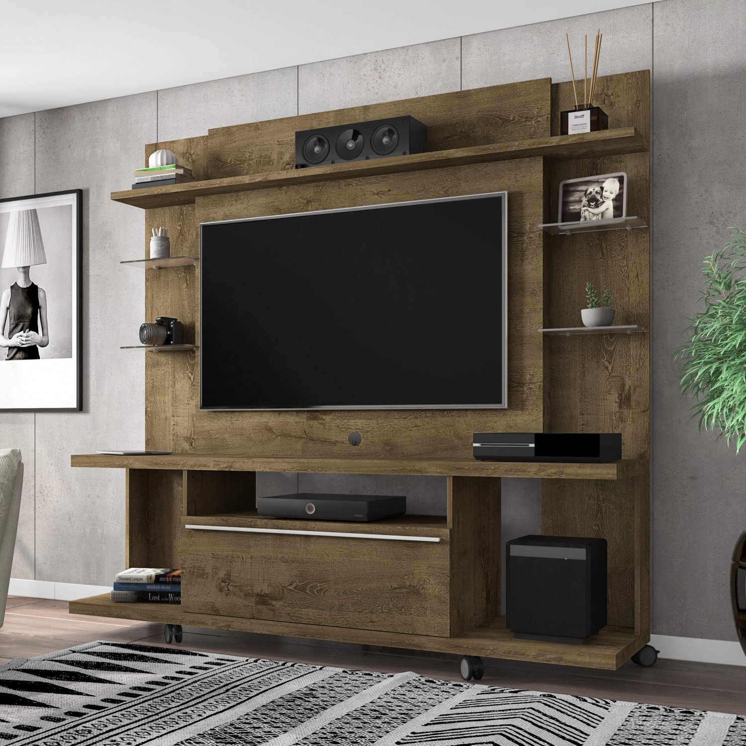 Estante Home para TV até 50 Polegadas 1 Porta New Torino Móveis Bechara Madeira Rústica ...