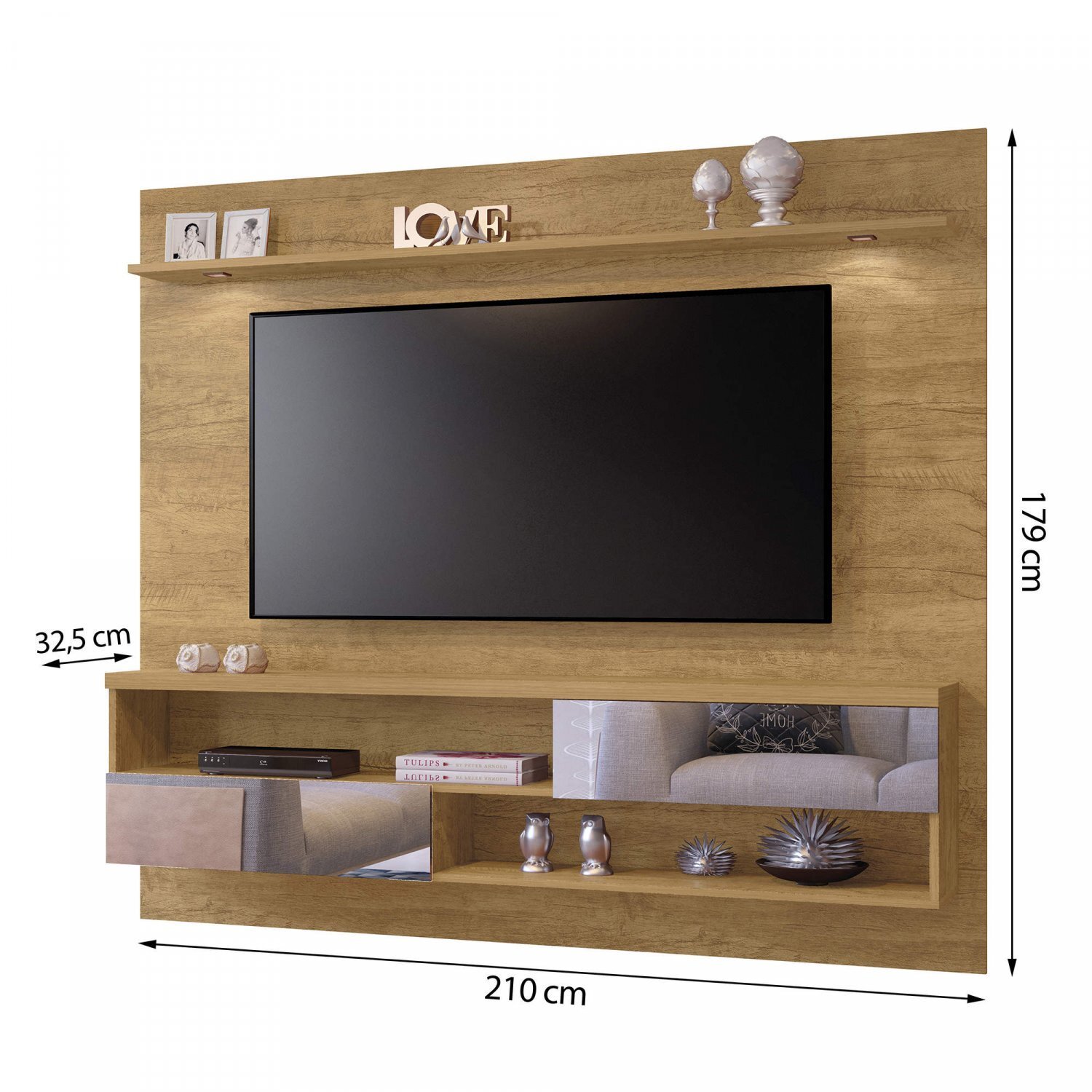 Painel Para TV até 65 Polegadas Mavaular Damasco | MadeiraMadeira