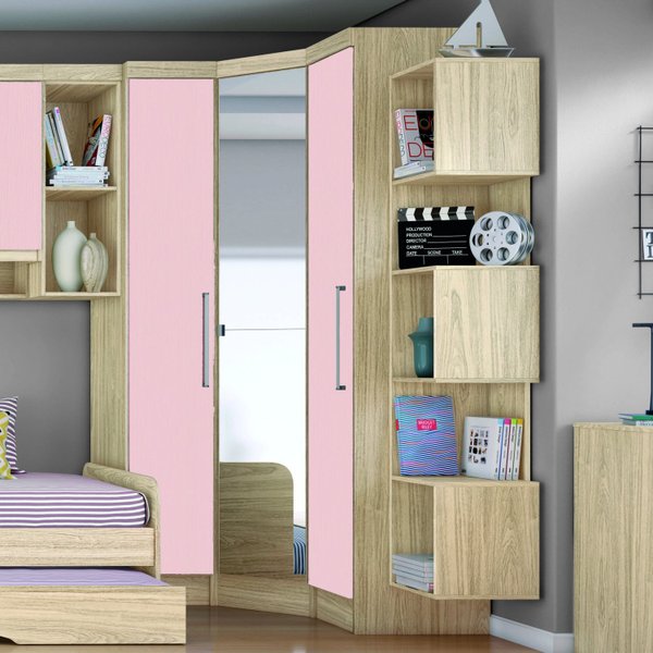 Guarda Roupa de Canto Oblíquo com Espelho 1 Porta Nobre Móveis Castro ...