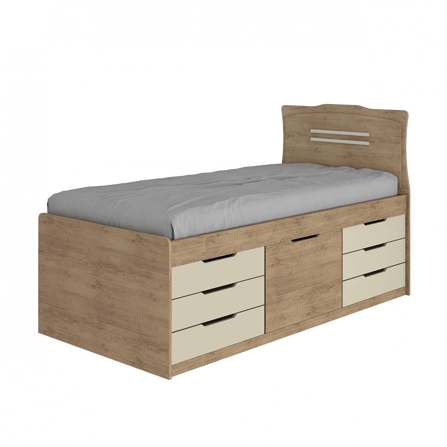 Cama Solteiro Multifuncional 7 Gavetas Florença Espresso Móveis Amêndoa ...