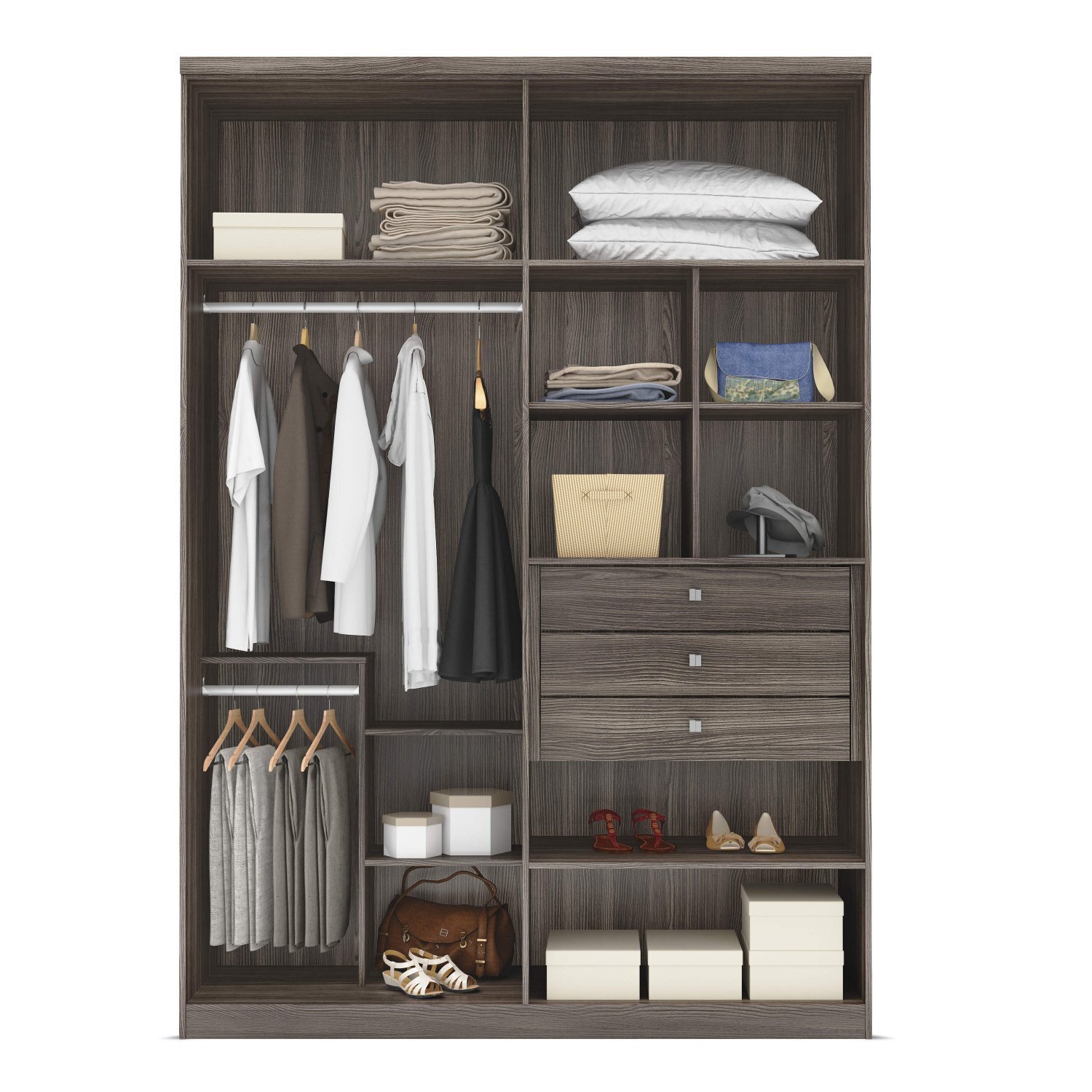 Guarda Roupa Casal 4 Portas 3 Gavetas Caribe Móveis Rimo Ébano/Savana ...