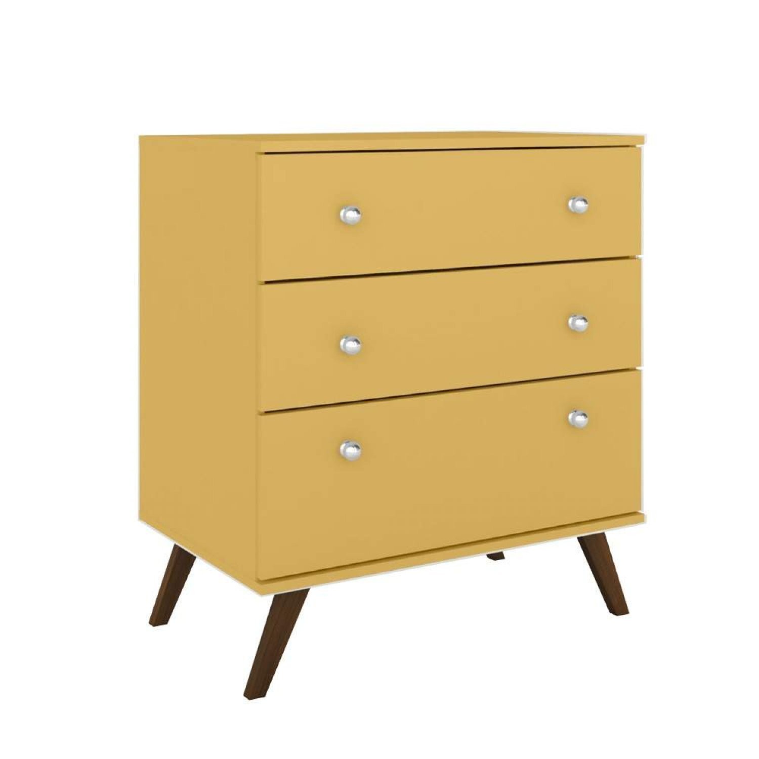 Cômoda Retrô 3 Gavetas RT3018 Movelbento Amarelo | MadeiraMadeira