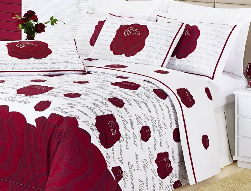 Kit Edredom Casal Queen Craft 5 Peças Roses 100% Algodão 200 Fios ...