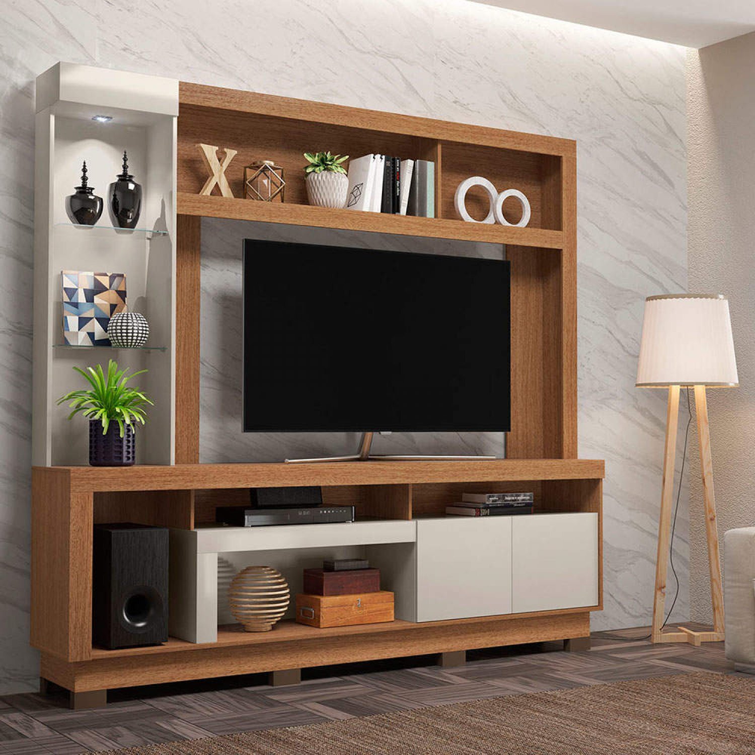 Estante Home para TV até 55 Polegadas com LED 2 Portas Iguatemi Colibri ...