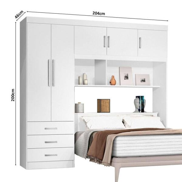 Guarda roupa de casal com espaço para cama Cacun Branco | MadeiraMadeira
