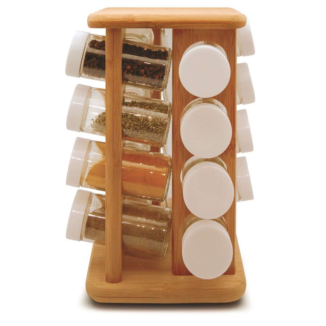 Porta Condimentos Temperos Em Bambu 16 Potes | MadeiraMadeira