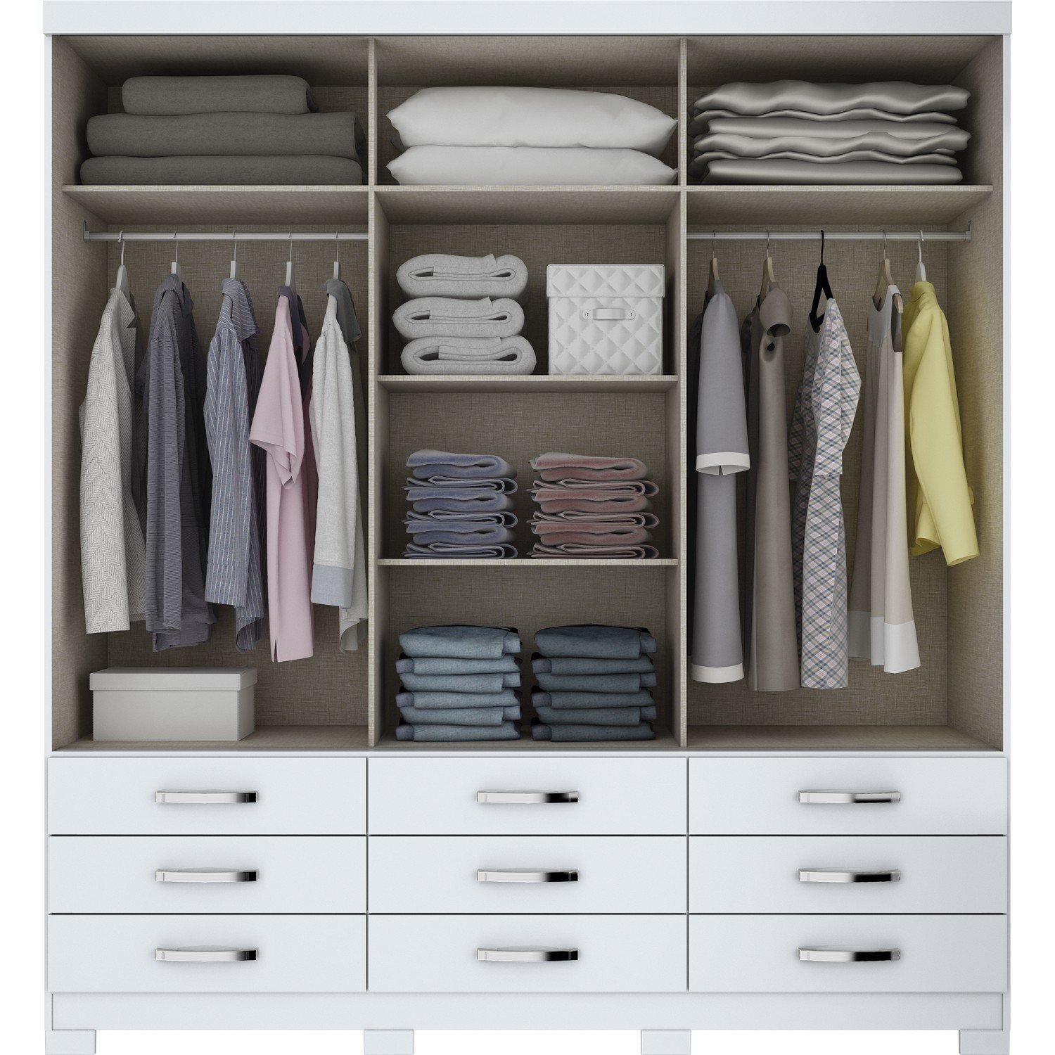 Guarda Roupa Casal 3 Portas de Correr e Espelho Retangular Perfect ...