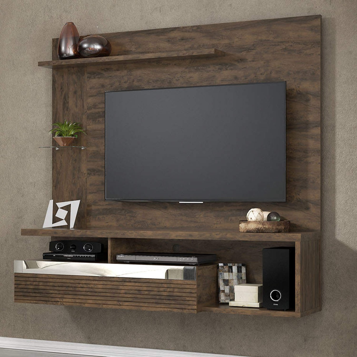 Painel para TV até 60 Polegadas com Espelho 1 Porta Basculante e Nicho ...