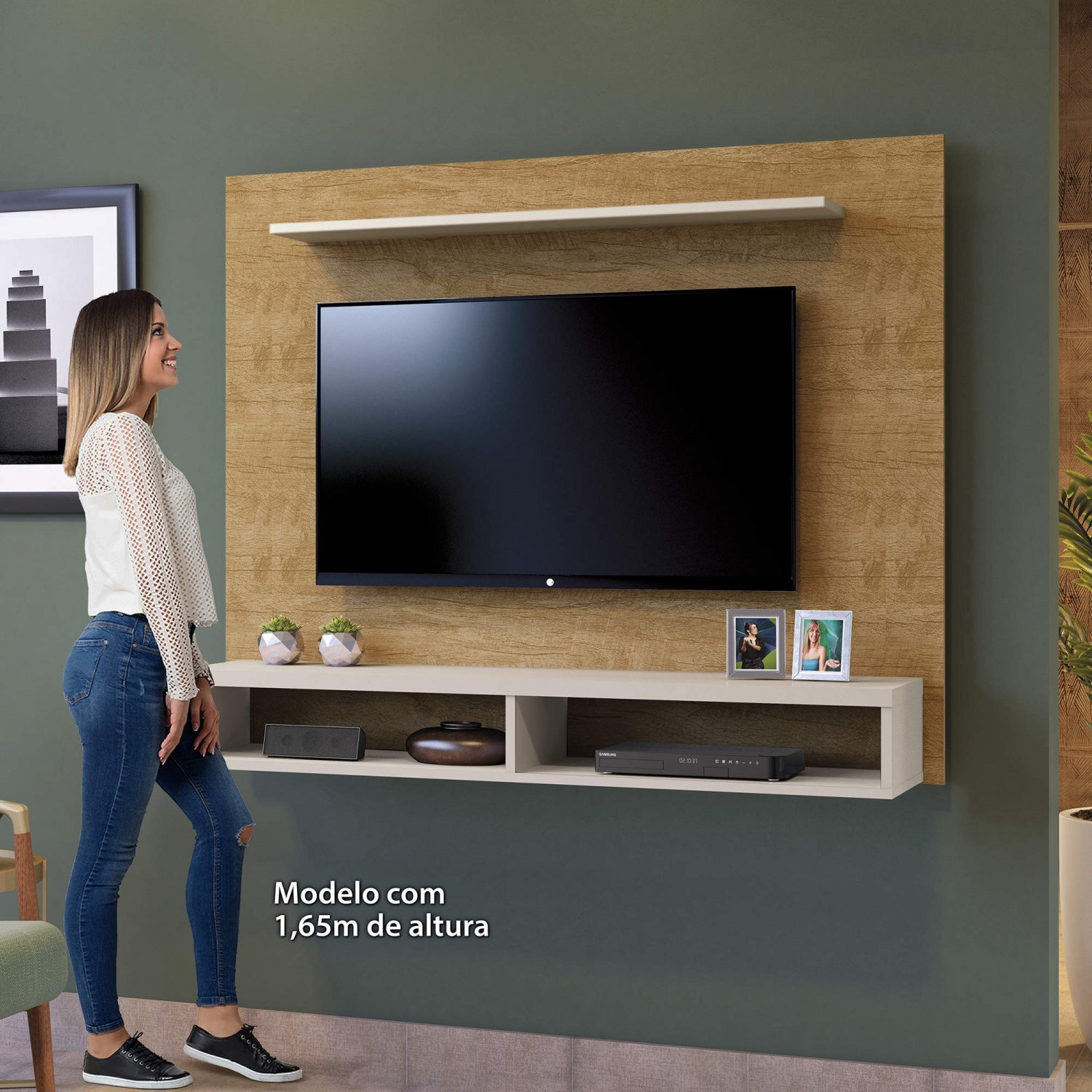 Painel para TV até 50 Polegadas 2 Nichos Topázio Contemporâneo Mavaular ...