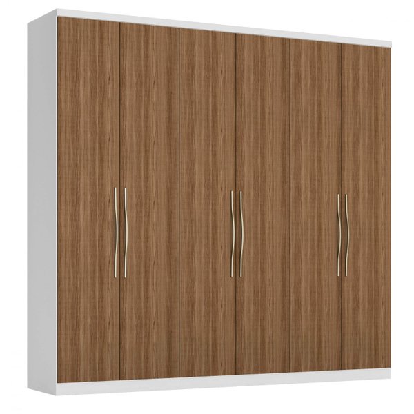 Guarda Roupa Casal 6 Portas 4 Gavetas Caribe Móveis Rimo Branco/Freijó ...