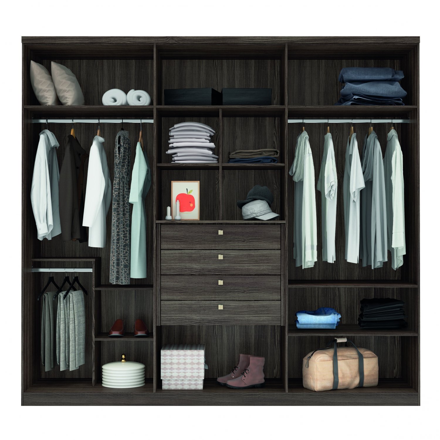 Guarda Roupa Casal 6 Portas 4 Gavetas Caribe Móveis Rimo Ébano/Freijó ...