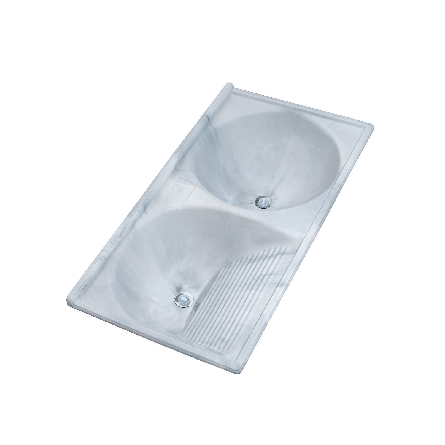 Tanque Duplo Grande Mármore Sintético Decoralita Cinza | MadeiraMadeira