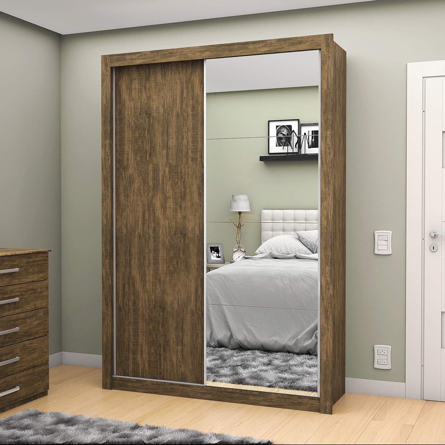 Guarda Roupa Solteiro 4 Espelhos 2 Portas de Correr Roma New Espresso ...