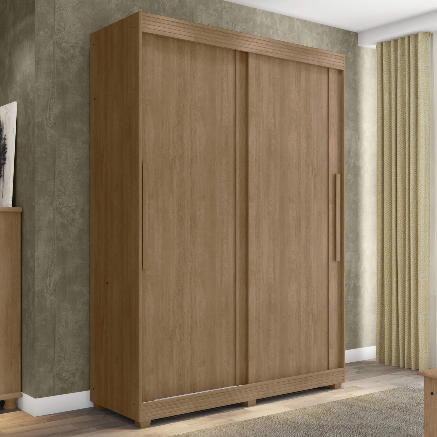 Guarda Roupa Solteiro 2 Portas 3 Gavetas Assis Móveis Lanza Noce Bronze ...