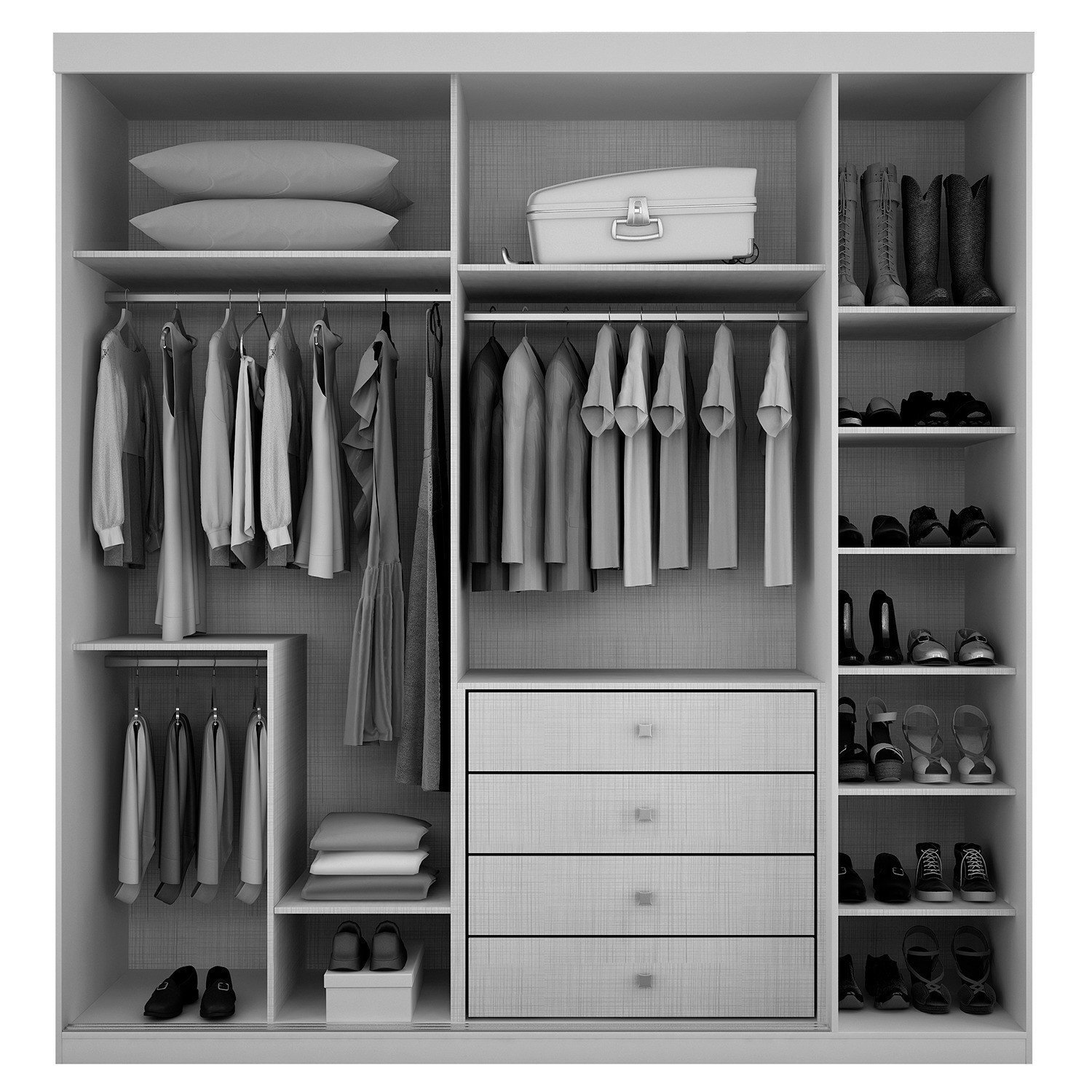 Guarda Roupa Casal com Espelho 2 Portas 4 Gavetas Scarpa Móveis Novo ...