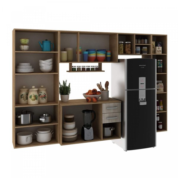 Cozinha Completa 5 Peças Isadora Espresso Móveis Carvalho/Blanche ...