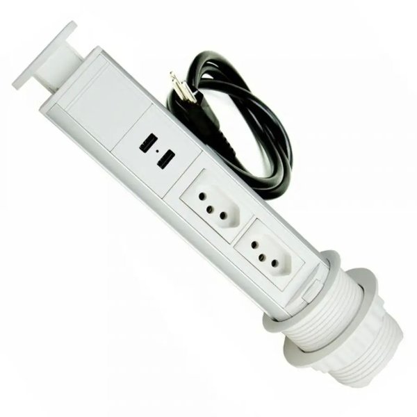 Torre Tomada 20A com USB Embutir Mesa Bancada Cozinha Branca ...