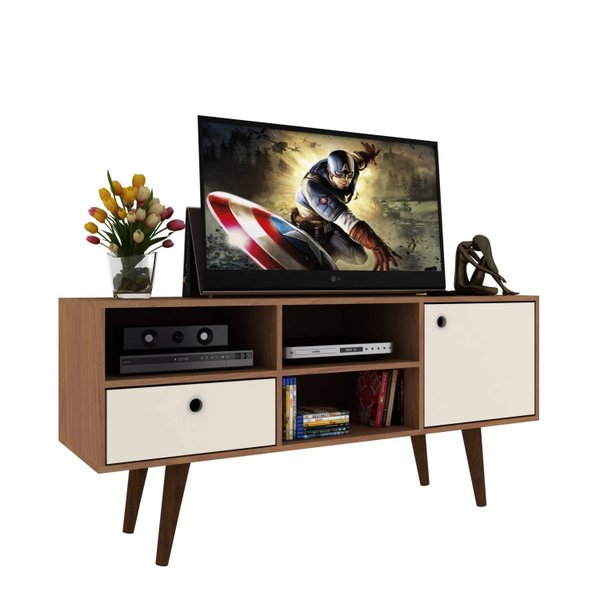Rack para TV até 43 Polegadas 1 Porta 1 Gaveta Retrô Manto Móveis ...